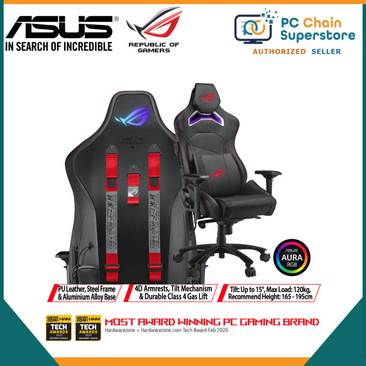 ASUS ROG Chariot RGB gaming chair in racing-car style, featuring an ...