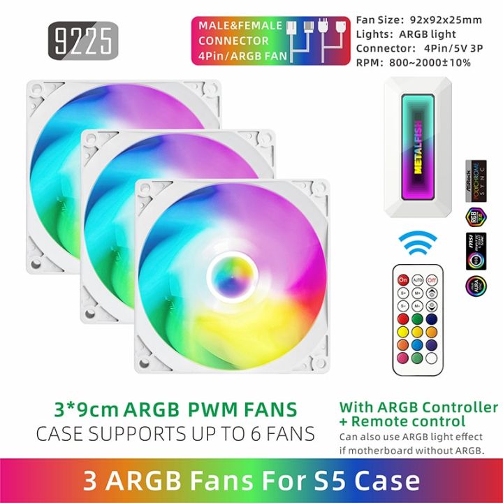 METALFISH S5 White Computer Case Gaming PC Chassis Support MATX/ITX 24. ...