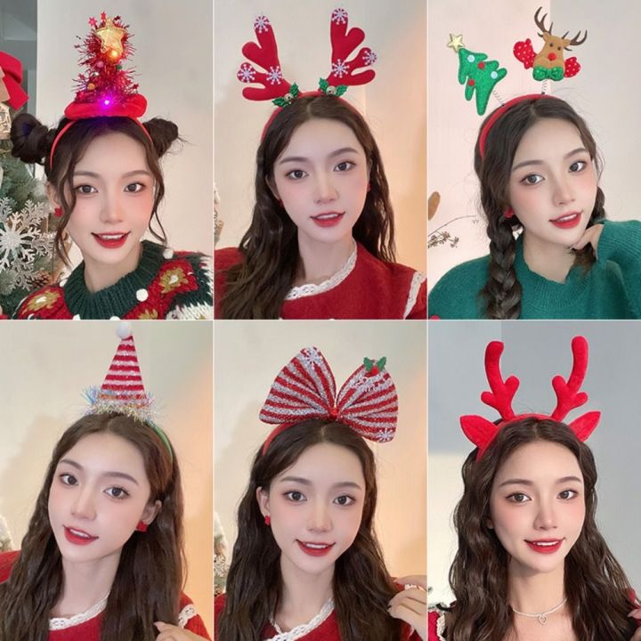 BUUXIAA ตุ๊กตานุ่มๆ ที่คาดผมคริสต์มาส การ์ตูนลายการ์ตูน หมวกซานต้า ที่คาดผมต้นคริสต์มาส น่ารัก ...