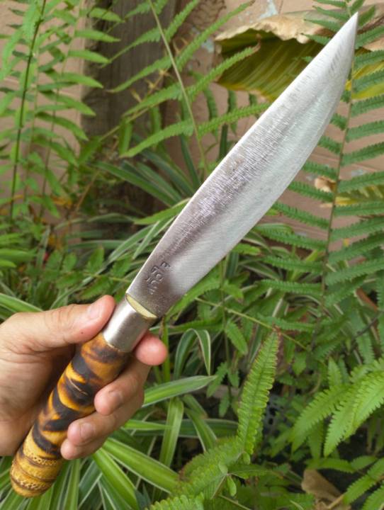 มีดเหน็บ (E-Nep) อีเหน็บ มีดพก มีดเดินป่า มีดแคมป์ ใบ 6.7” SUP9 ตีร้อนชุบแข็ง ผิวขัด ด้ามเหง้า ...