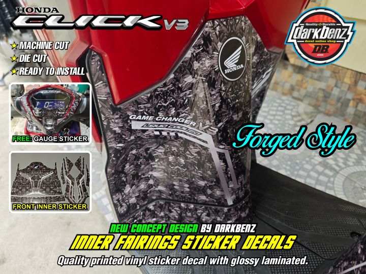 Honda Click Version 3 Forged Style Front Inner Design Printed Sticker ...