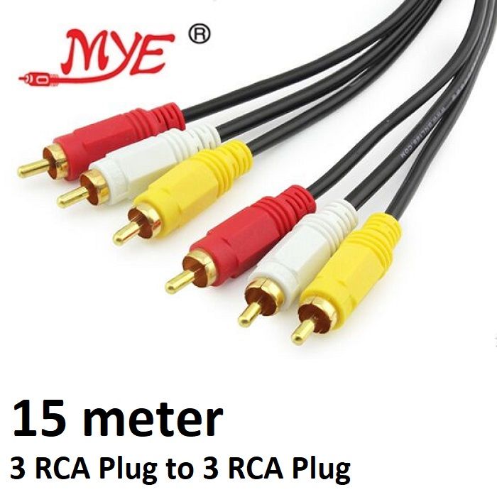 15 meter MYE Gold-Plated 3 RCA Male to 3 RCA Male Cable - MYE-1102/15M ...