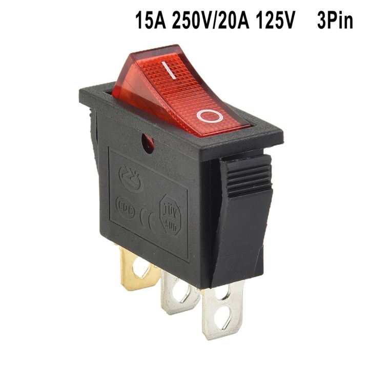 Toolstar Heat Resistant Slim Rocker Switch 15A 250V 20A 125V Red ON OFF ...