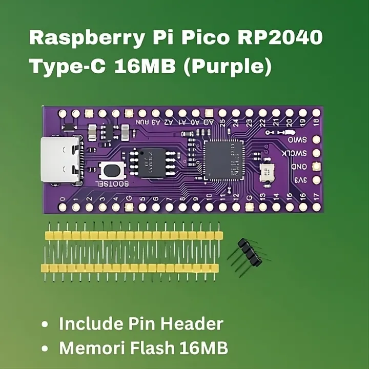 raspberry pi pico rp2040 type-c 16mb purple | Lazada Indonesia