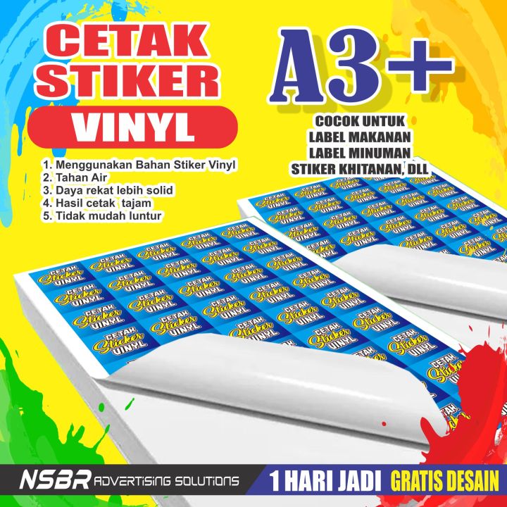 CETAK STICKER VINYL (untuk 2lembar A3+ {30x45} ) / stiker label makanan ...