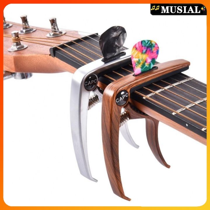COD Guitar Capo with Pick Slot Metal Wood Grain Guitar Capo Easy Change ...