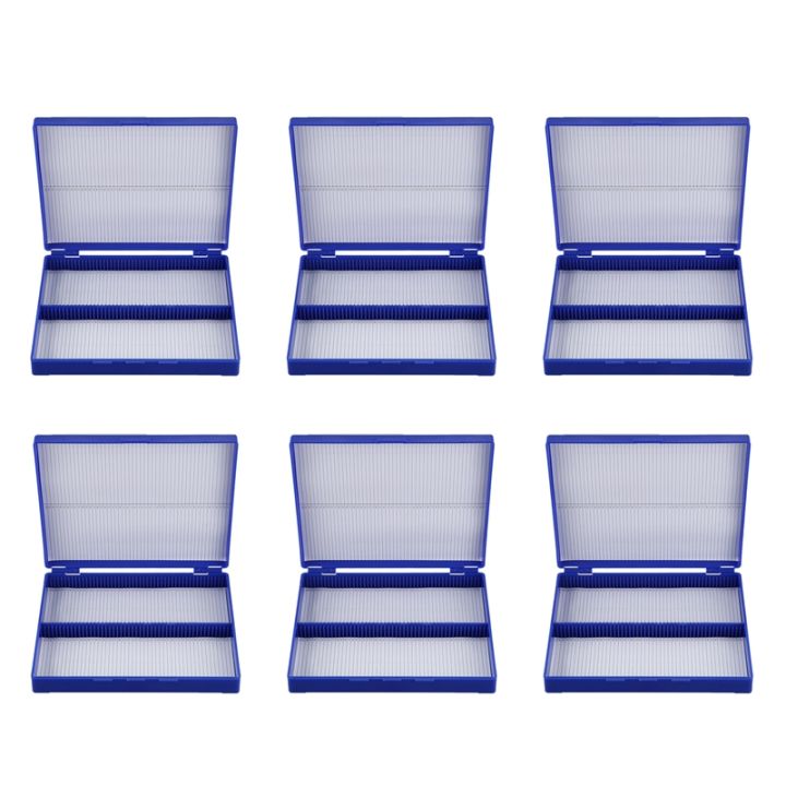 6X Royal Blue Plastic Rectangle Hold 100 Microslide Slide Microscope ...