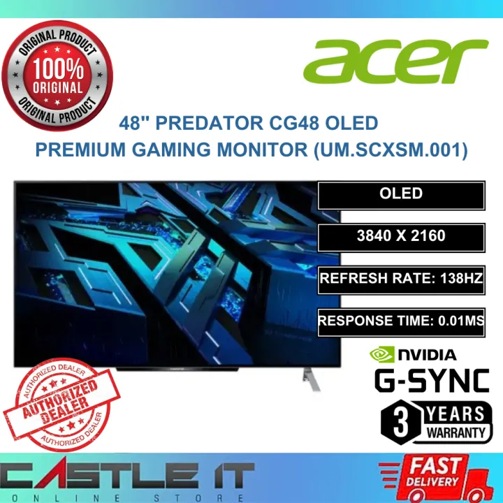 Acer 48" PREDATOR CG48 138HZ 0.01MS DP HD MI 4K UHD OLED Premium Gaming Monitor (UM.SCXSM.001 ...