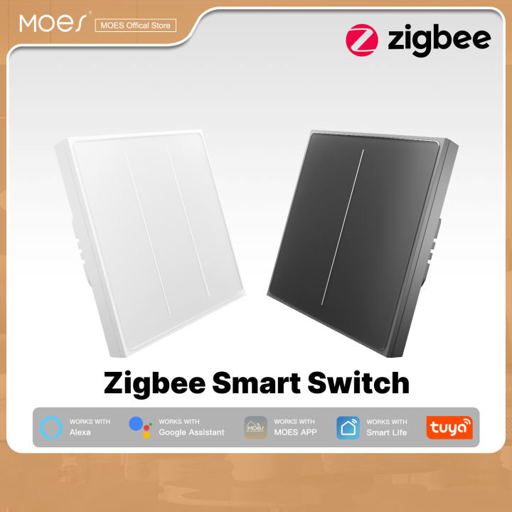 MOES Tuya ZigBee Star Feather Switch Smart Push Button With Neutral Light Scene 2in1 APP Remote ...