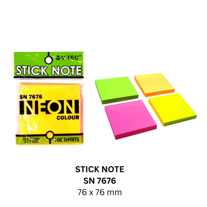 Stick Note V-TEC SN 7676 No. 654 Sticky Notes 76 x 76 mm Memo Color ...