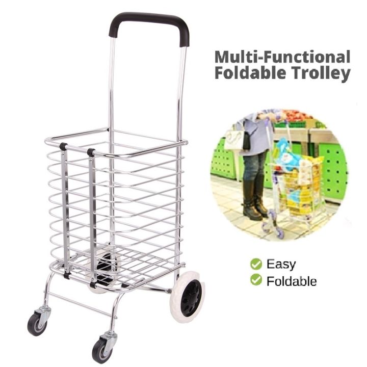 Aluminium Foldable Grocery Market Shopping Trolley Cart Collapsible ...