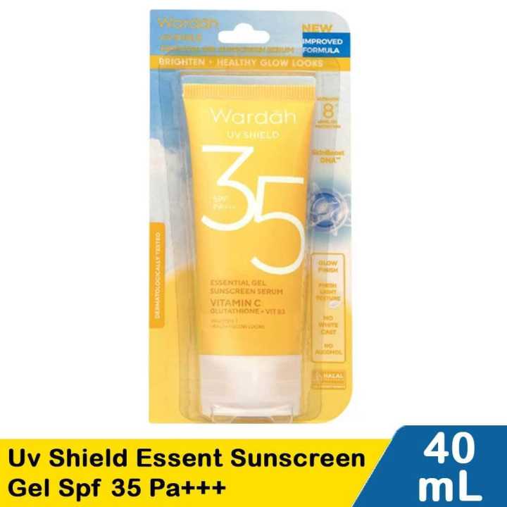 Wardah UV Shield SPF 35 PA+++ Essential Gel Sunscreen Serum Vitamin C Glutathione + Vit B3 ...