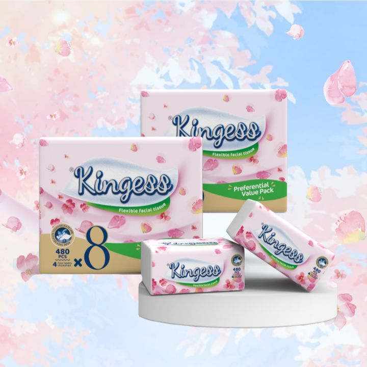 KINGESS 4 PLY 480 Sheets 8Packs Big pack Tissue Facial Tissue paper ...