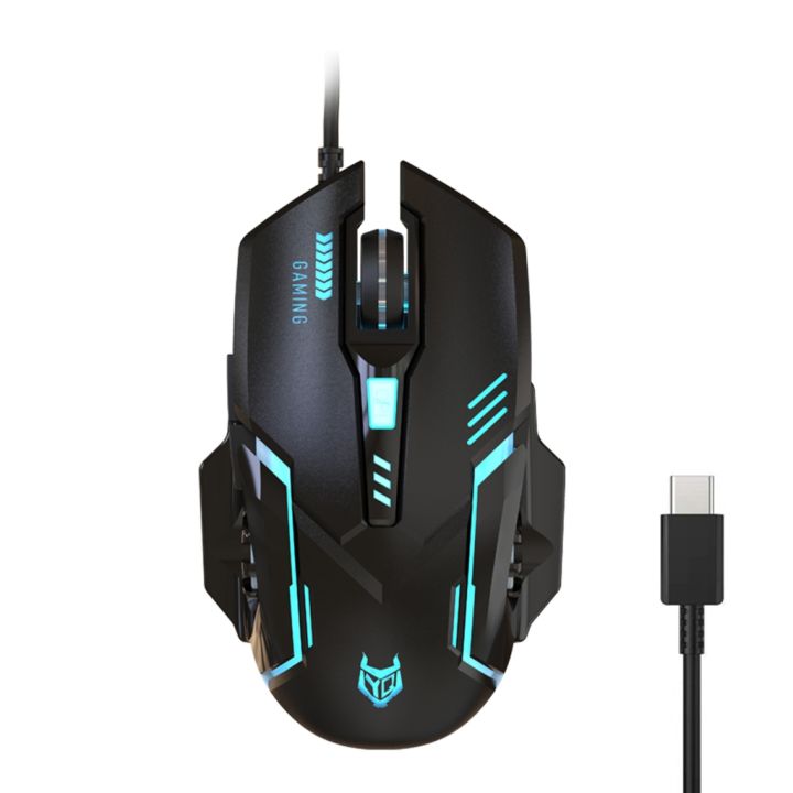 TypeC Corded Mouse USB C Gaming Mouse with Adjustable 3600DPI Backlit ...