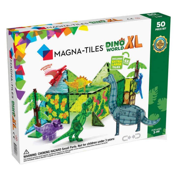 MAGNA-TILES Dino World XL 50 piece set - food-grade, non-toxic MABS ...