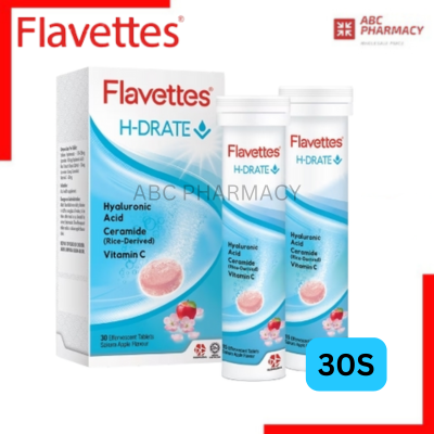 FLAVETTES Effervescent H-Drate/Hydrate 15s (TUBE) /30s (BOX) (EXP06/26 ...