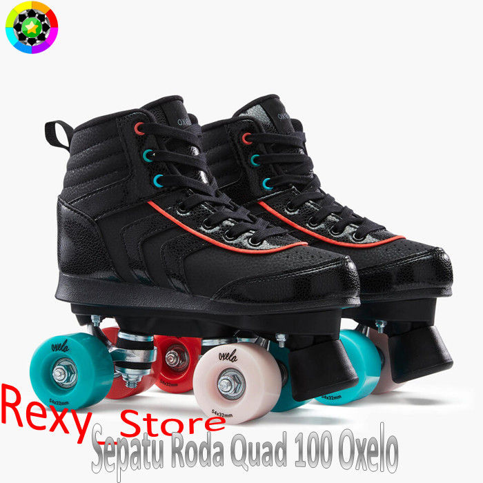 OXELO SEPATU RODA ANAK JR QUAD 100 ROLLER SKATES INLINE SKATE - HITAM ...
