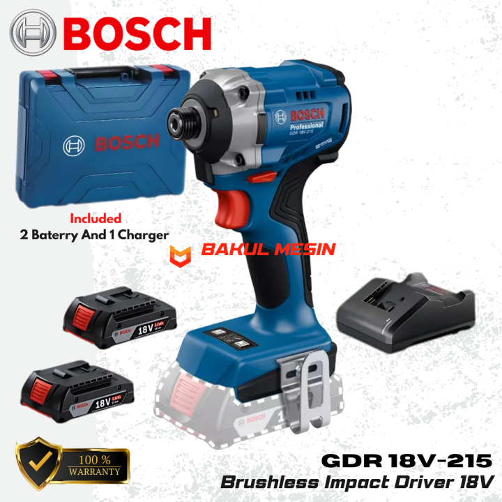 BOSCH GDR 18V-215 Mesin Obeng Impact Baterai 18V Brushless Impact ...