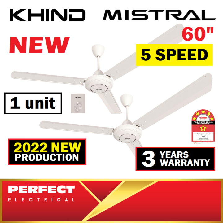 Khind Mistral 60 inch Ceiling Fan 5 Speed CF618 BLACK/MCF60LE BLACK ...