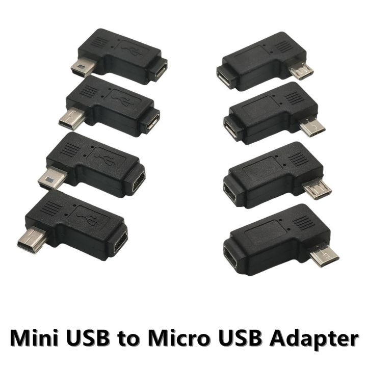 New Mini USB to Micro USB Adapter Plug 90 Degree Left Right Angle Micro ...