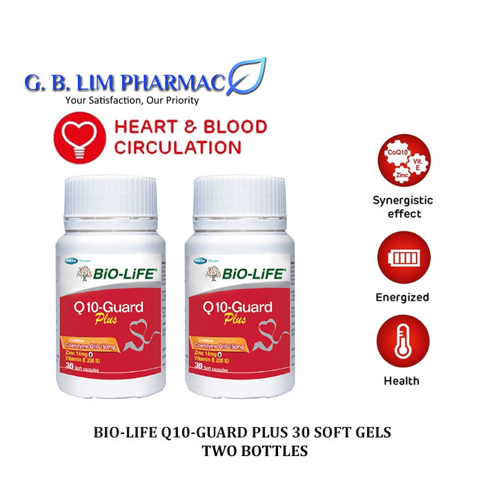 Bio-Life Q10 Guard Plus Co-enzyme Q10 150mg 30 SOFT CAPSULES Two ...