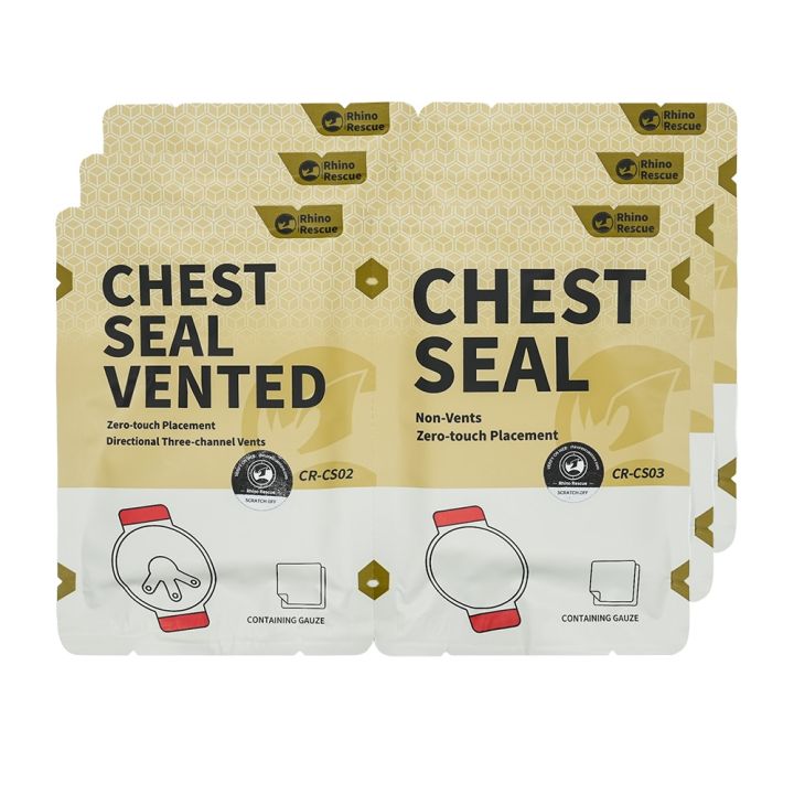 RHINO RESCUE Vent Chest Seal Twin Pack, Military Trauma Dressing, First ...