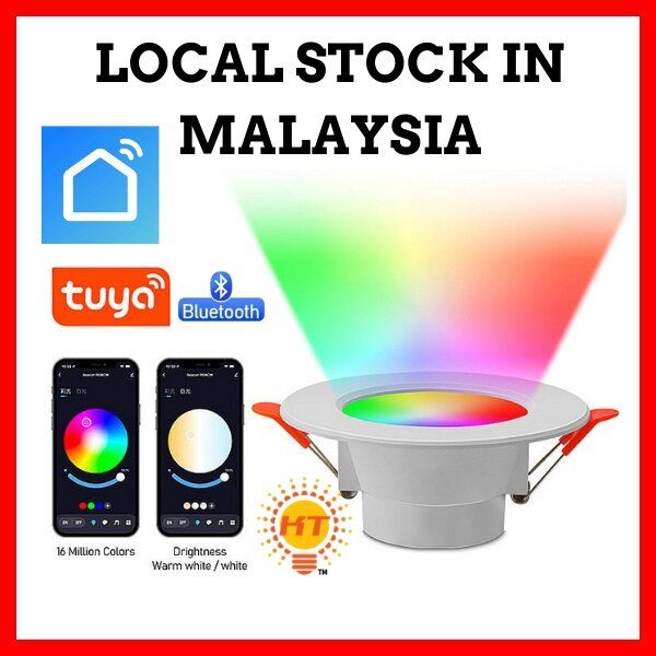 Smart Life Tuya Bluetooth LED Downlight Dimming Lamp RGBCW Change Warm ...