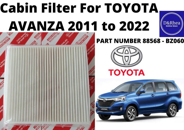 CABIN AIRCON FILTER FOR TOYOTA AVANZA 2011 to 2022 - Part Number 88568 ...