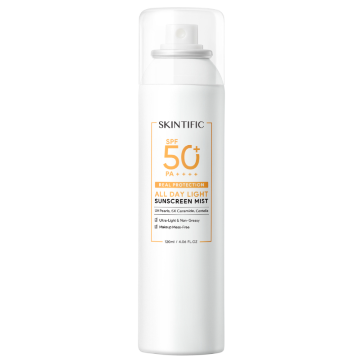 SKINTIFIC all day light Sunscreen Mist SPF50 PA++++ 50 ml & 120 ml ...