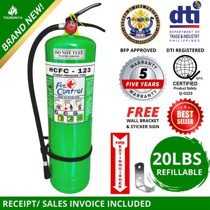 Fire Extinguisher HCFC 123 20LBS Green 5 Years Expiration Refillable ...
