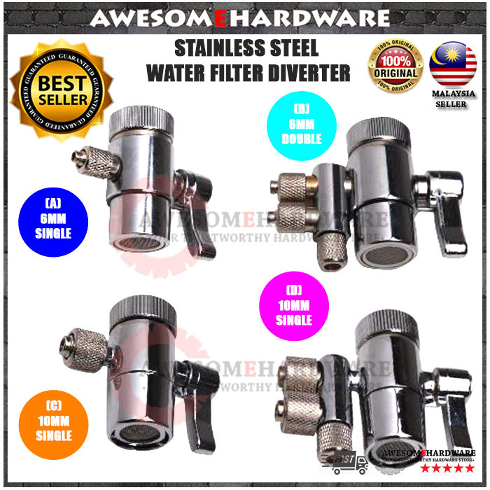 (SINGLE/DOUBLE) STAINLESS STEEL 6MM 1/4" 10MM 3/8" WATER FILTER HEAD ...
