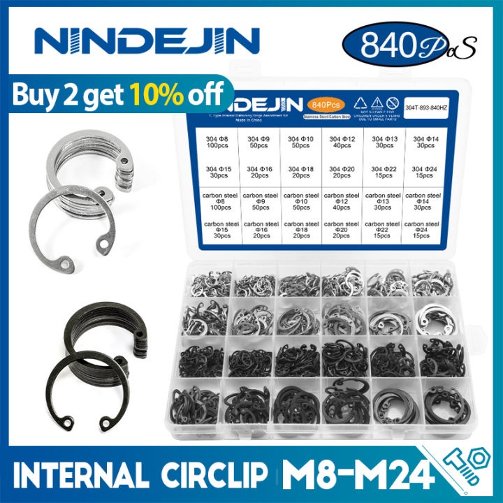 NINDEJIN C type Internal Circlip Retaining Rings Assortment Kit For ...
