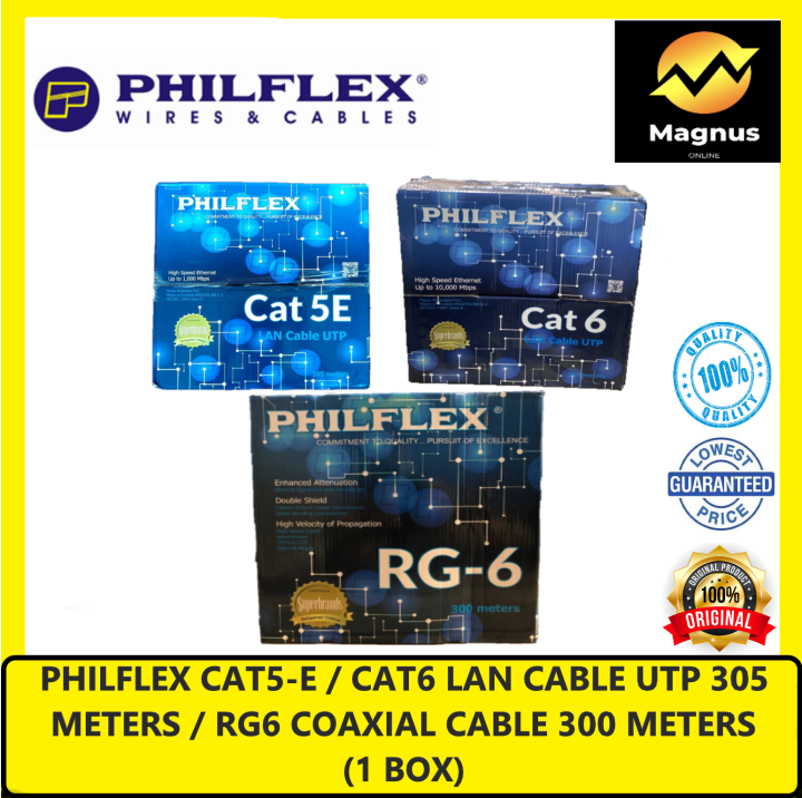 PHILFLEX CAT5-E / CAT6 LAN CABLE UTP / RG6 COAXIAL CABLE sold PER box ...