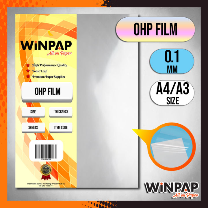 WinPAP OHP Film (A4 Size, A3 Size, 0.1mm, 20s) Transparency Film, Transparent Paper, Projector ...