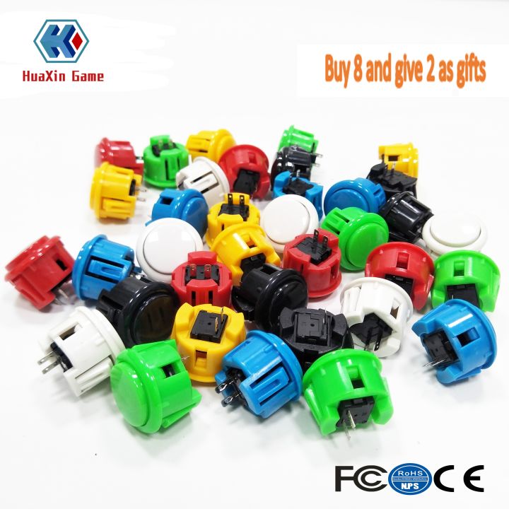 【Great Selection】 8pcs 30mm 2 Free 24mm Buttons Arcade Push Sanwa ...