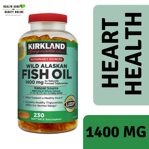 Kirkland Wild Alaskan Fish Oil 1400mg 230 Softgels ( Free 1 sachet Herbal Coffee) | Lazada PH