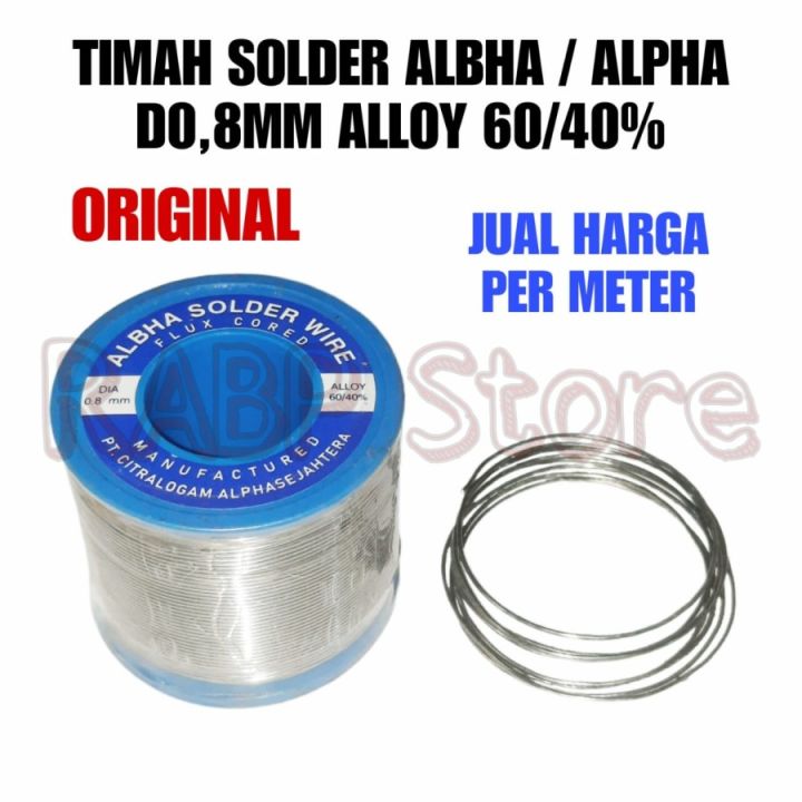 TIMAH SOLDER ALBHA / ALPHA ORIGINAL HARGA PER METER DIAMETER 0,8MM ...