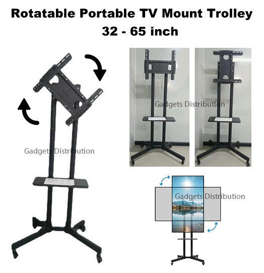 32 to 65 Inch ROTATABLE Portable TV Trolley Stand Mount Bracket ...