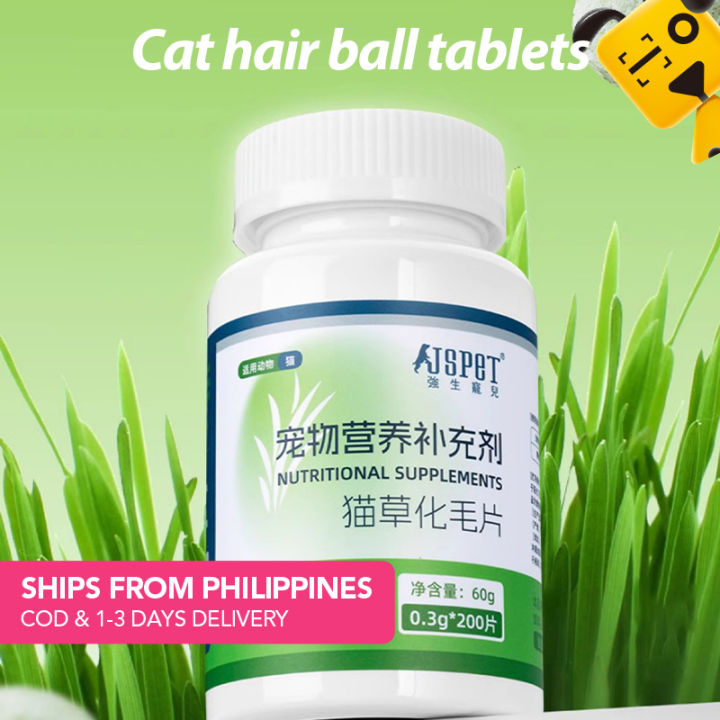 JSPET Cat Grass Tablets Hair Ball Tablets for Cats Hair Ball Removal ...
