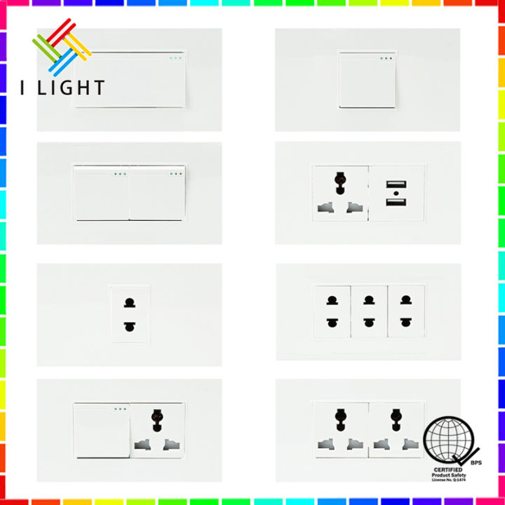Universal Modern Light Switch Multiple Socket Wide Series 1,2,3 Gang ...