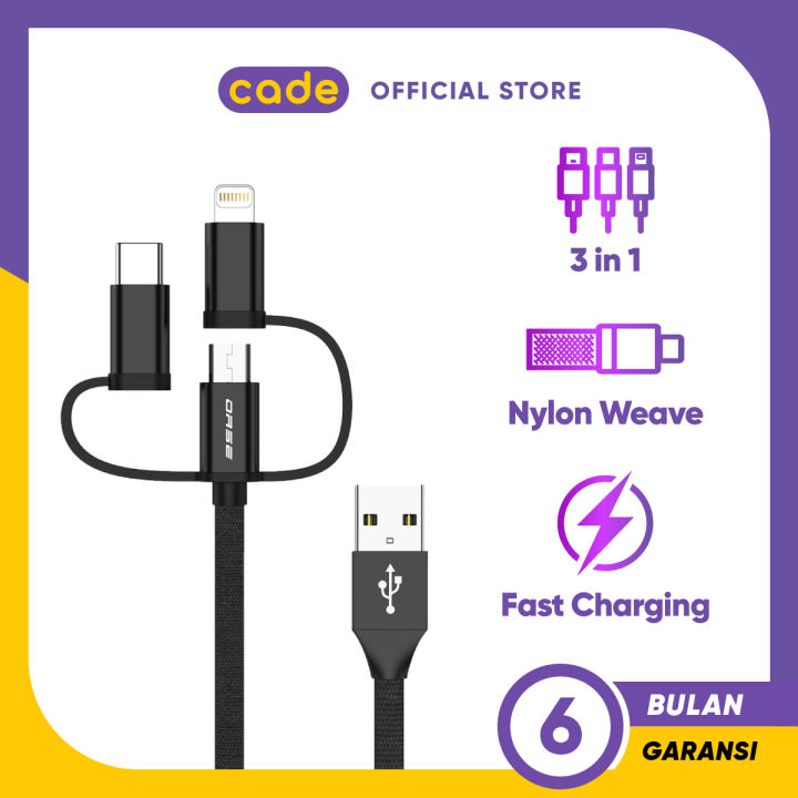 Olike Kabel Charger 3in1 Type C Micro Lightning Port - CADE Official ...