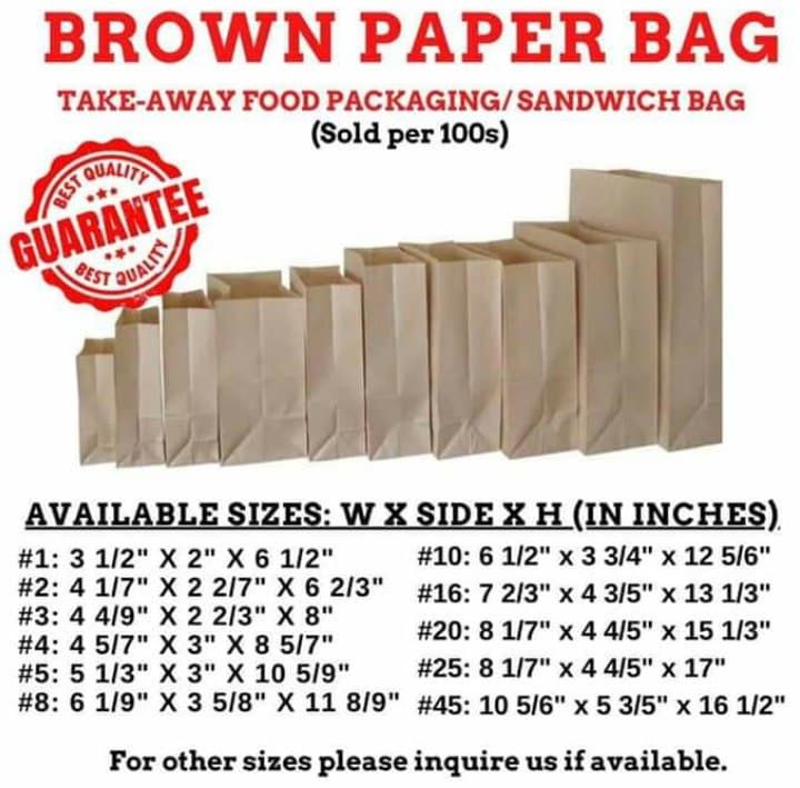 Brown Paper bag 100pcs per pack Brown supot bag | Lazada PH