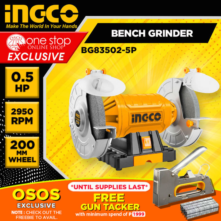 INGCO Original Bench Grinder 8" 1/2HP BG83502-5P •OSOS• | Lazada PH