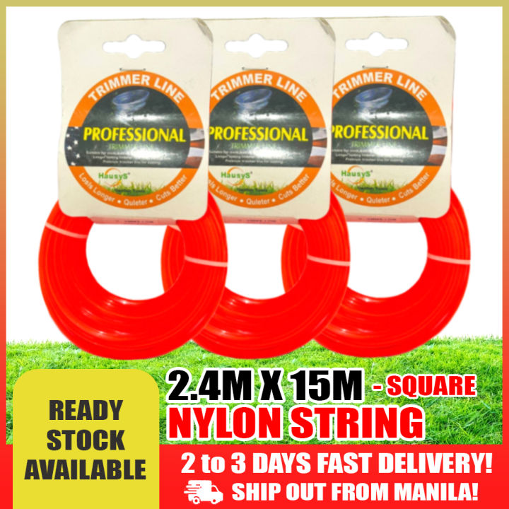 Trimmer Line Nylon Cord Wire Square String 2.4MM X 15M Petrol Grass Trimmer Nylon String Nylon ...
