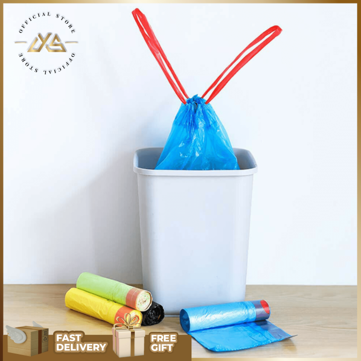 DRAWSTRING GARBAGE BAG/ TRASH BAG/ RUBBISH BAG/ DISPOSABLE ROPE PLASTIC ...