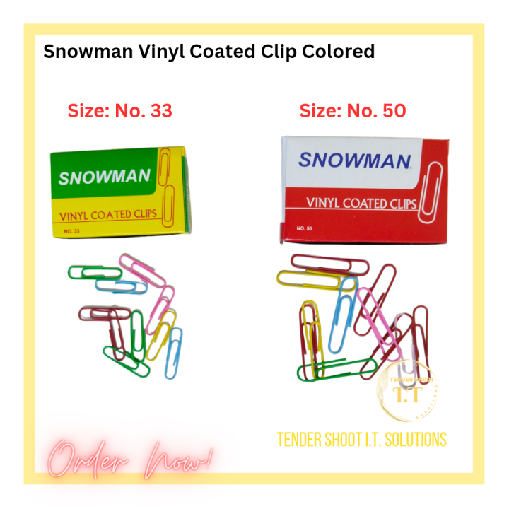 1 Box of Snowman Vinyl Coated Clip / Paper Clip Colored (in Small and ...