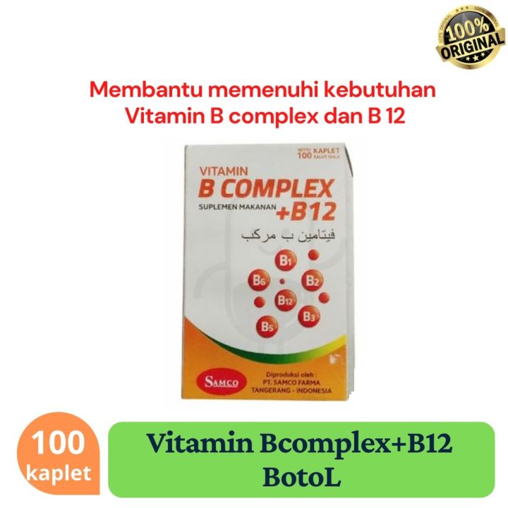 1 BOTOL B COMPLEX + B12 100 KAPLET SAMCO VITAMIN B KOMPLEK | Lazada ...