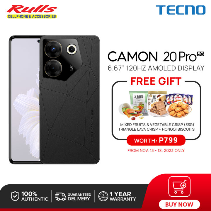 Tecno Camon 20 Pro 5G Smartphone | 8GB RAM + 256GB ROM | Dimensity 8050 | 64MP RGBW OIS Camera ...