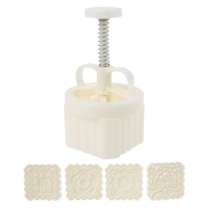 【Kitchen best】Plastic Mooncake Mold 180g Square Flower Stamp Cookie ...