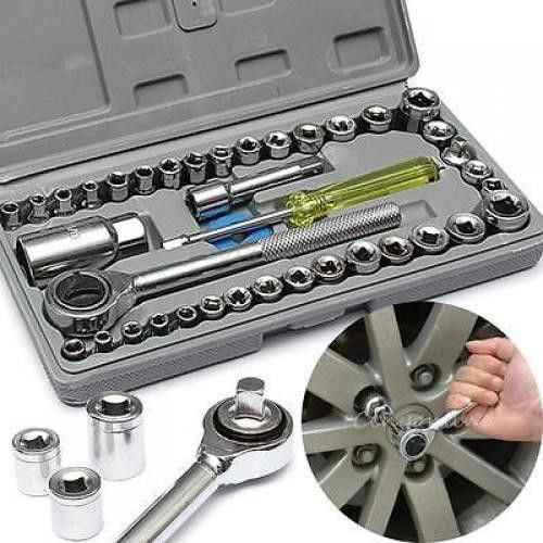 CT MALL 40 Pcs Auto Repair Hand Tool Combination Socket Wrench Set ...